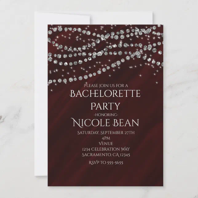 Red & Diamond Glamour Sparkle Party Invitations | Zazzle