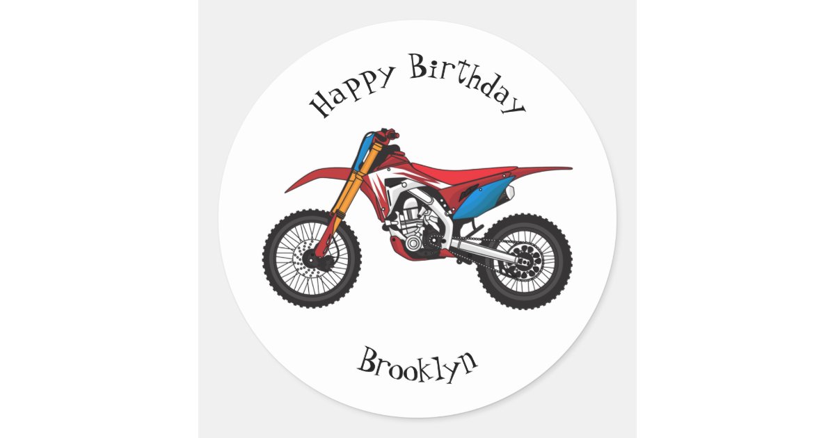 Red dirt bike motorcycle classic round sticker | Zazzle