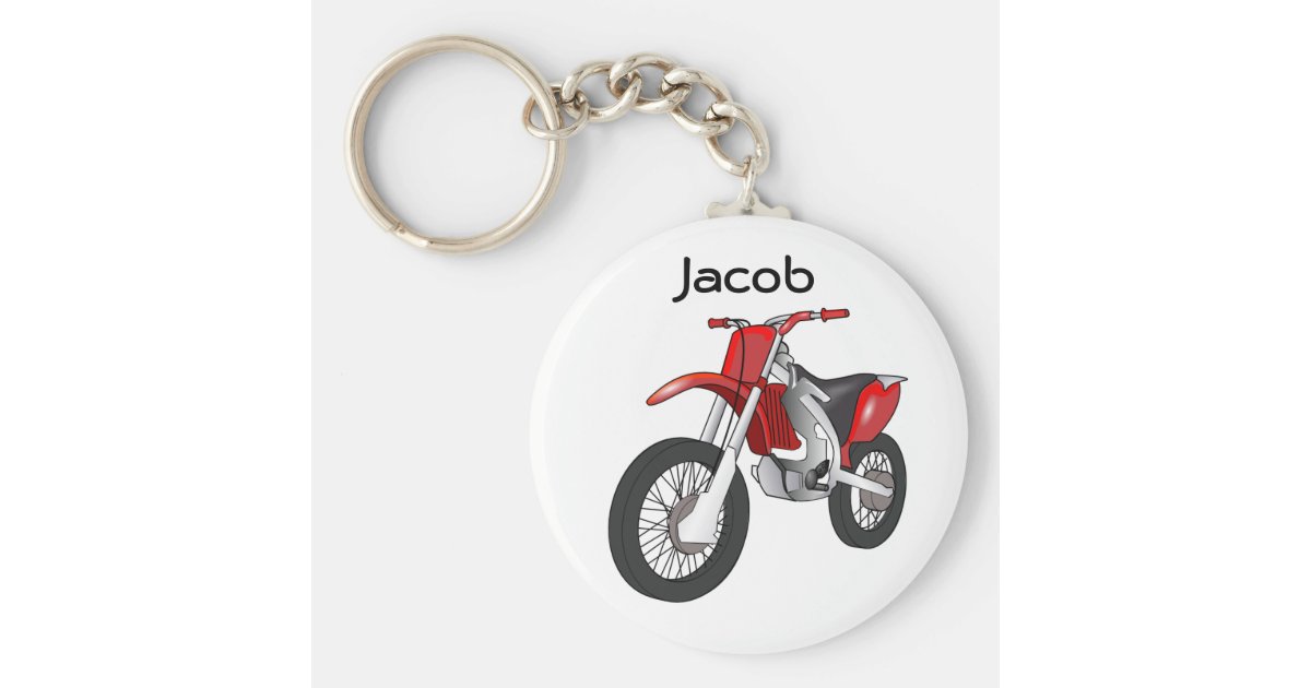 Red Dirt Bike Motorcycle Keychain | Zazzle