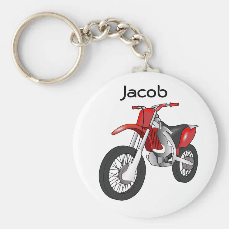 Red Dirt Bike Motorcycle Keychain | Zazzle