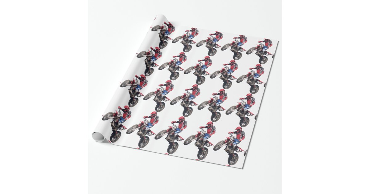 Red Dirt Bike Wrapping Paper | Zazzle