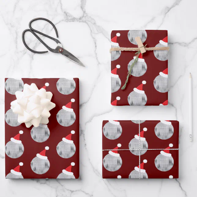 Red Disco Ball Christmas Wrapping Paper Sheets | Zazzle