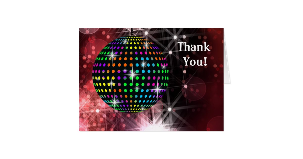 Red Disco Ball Thank You Cards | Zazzle.com