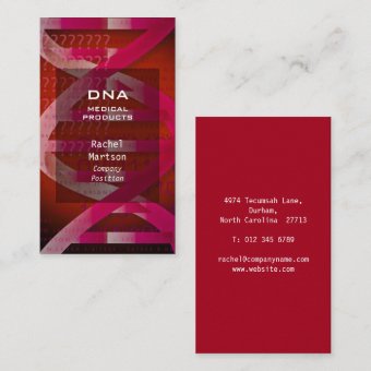 Red DNA Medical Science Modern Business Card | Zazzle