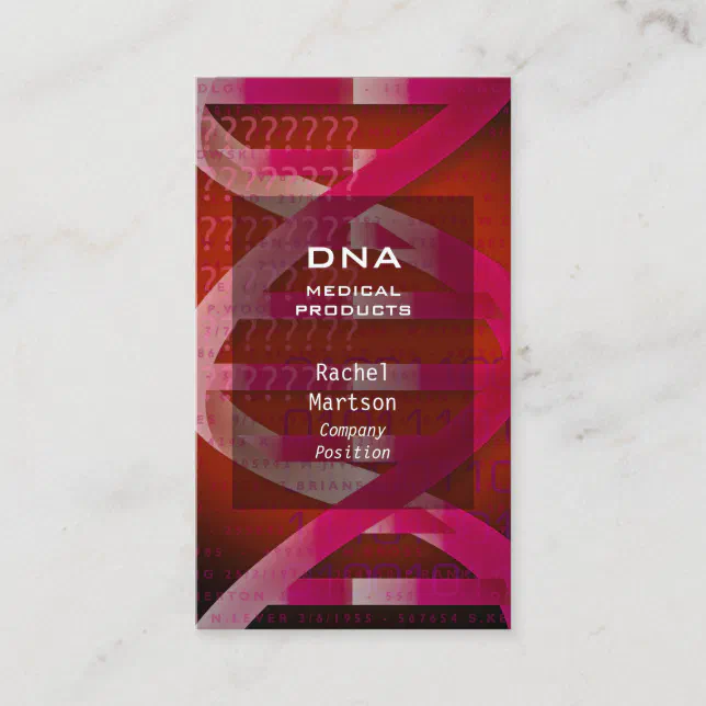 Red DNA Medical Science Modern Business Card | Zazzle