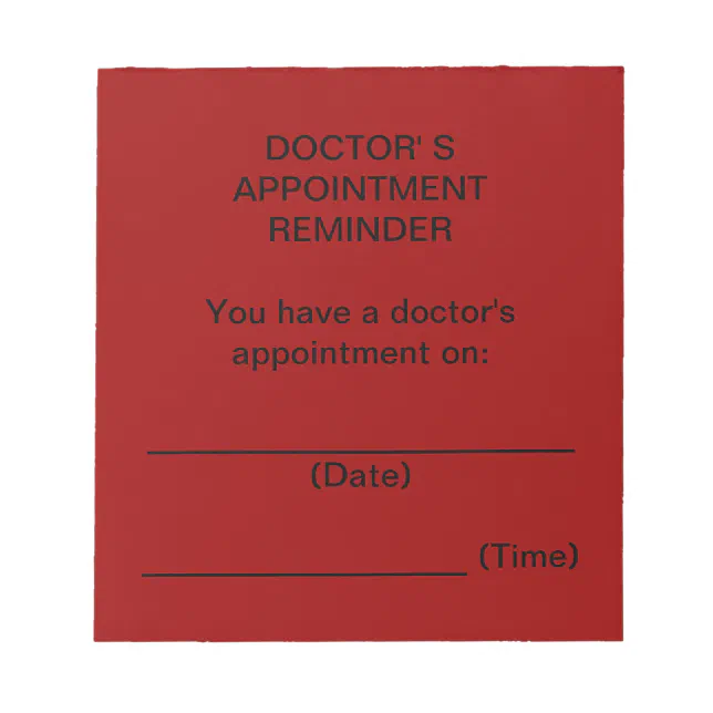 Red Doctor's Appointment Reminder Notepad | Zazzle