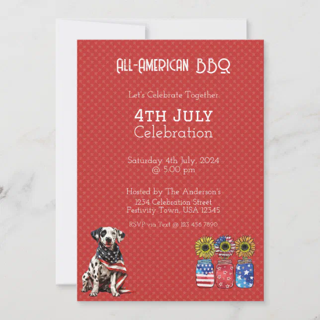 Red Dog 4th July Invitation Card | Zazzle Red Dog 4th July Invitation Card | Zazzle