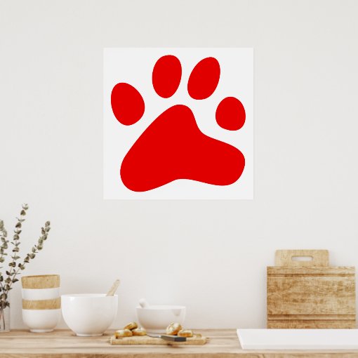 Red Dog Paw Poster | Zazzle