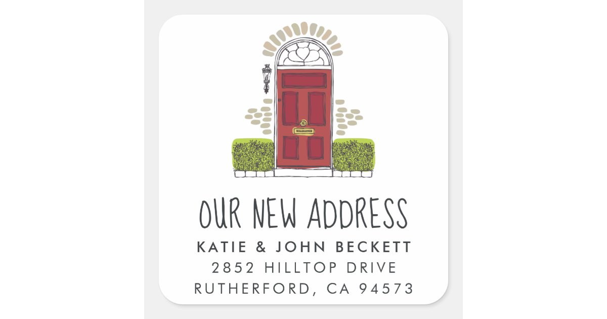 Red Door Moving Announcement Stickers | Zazzle