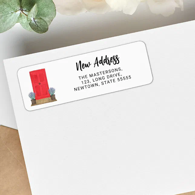 Red Door New Address Return Address Label | Zazzle