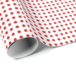 Red Dot Pattern on White Gift Wrapping Paper | Zazzle