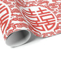 red double happiness modern chinese wedding wrapping paper | Zazzle