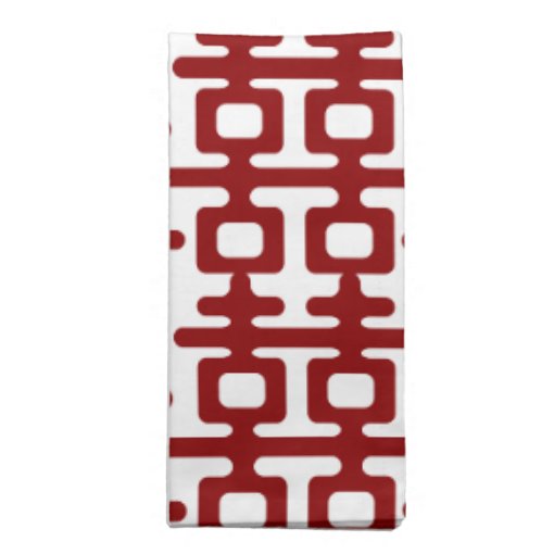 Red Double Happiness Pattern Chic Chinese Wedding Napkin | Zazzle