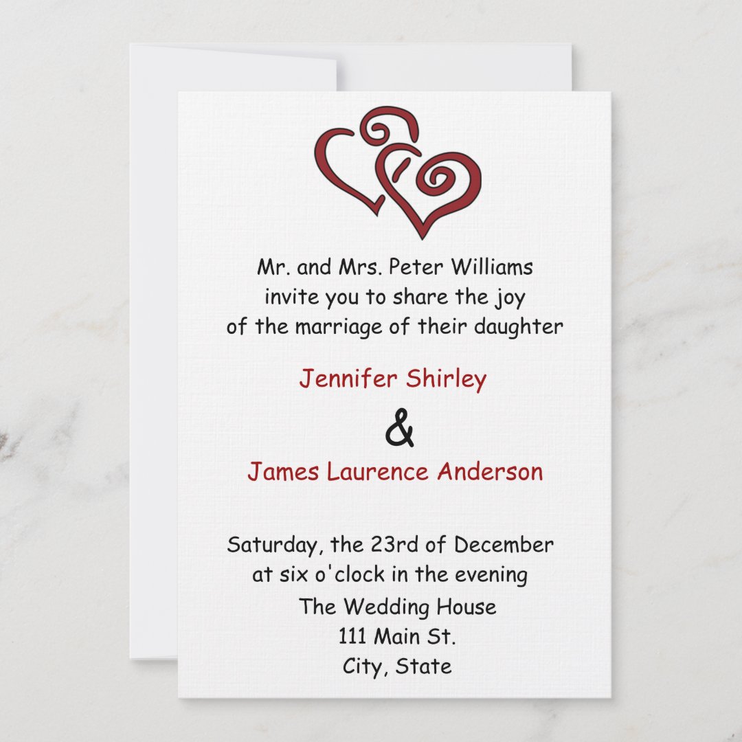 Red Double Heart Wedding Invitation | Zazzle