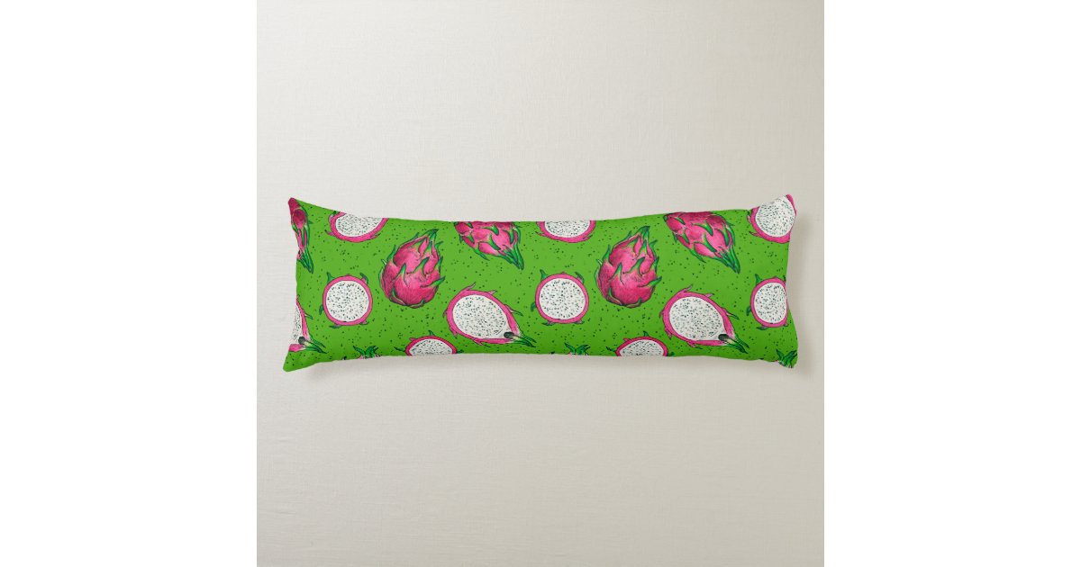 Red dragon fruit on green body pillow | Zazzle