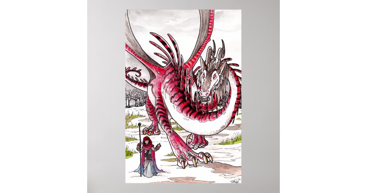Red Dragon in Thawing Snow Poster | Zazzle