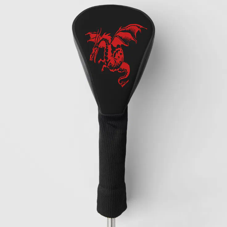 Red Dragon on Black Golf Head Cover | Zazzle