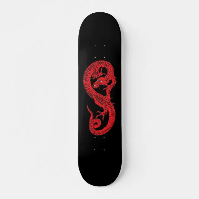 Red Dragon on Black Skateboard | Zazzle