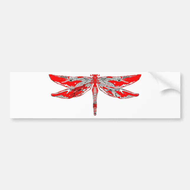 Red Dragonfly Bumper Sticker | Zazzle