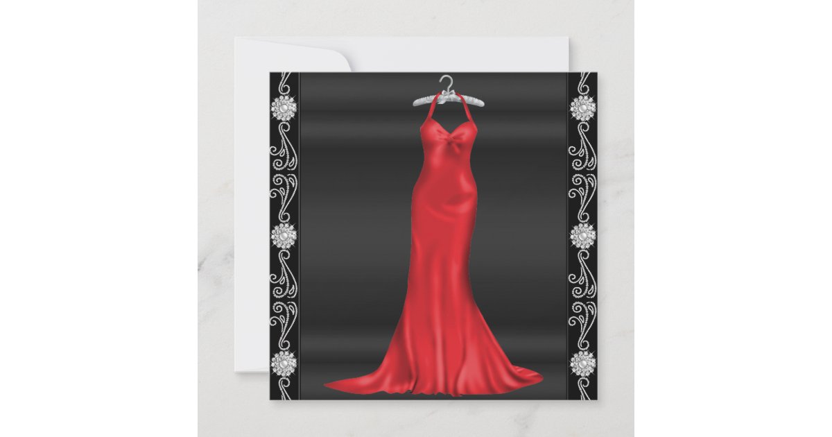 Red Dress Birthday Party Invitation | Zazzle