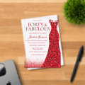 Red Dress Forty & Fabulous 40th Birthday Party Acrylic Invitations | Zazzle