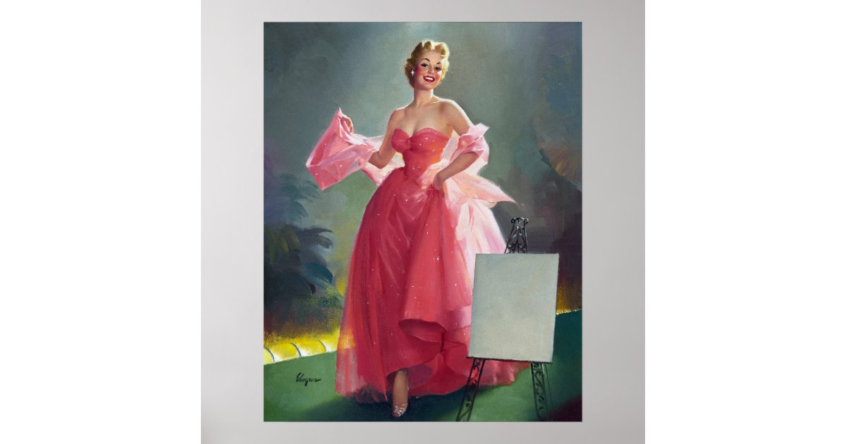 Red Dress Pin Up Poster | Zazzle