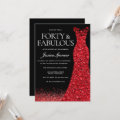 Red Dress Red Glitter Gown 40th Birthday Party Invitation | Zazzle
