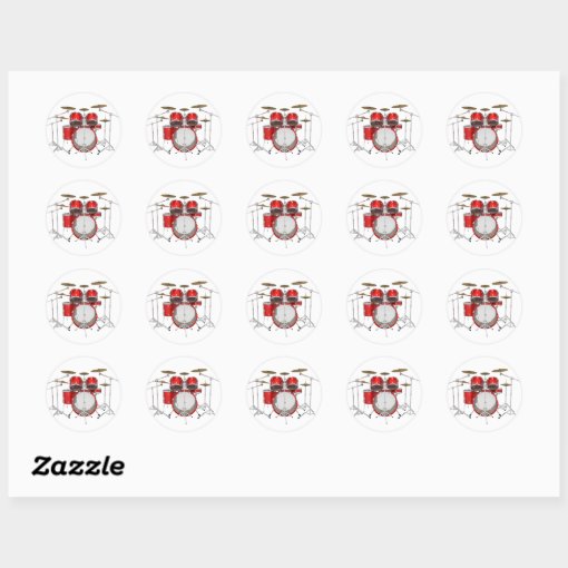 Red Drum Kit: Classic Round Sticker | Zazzle