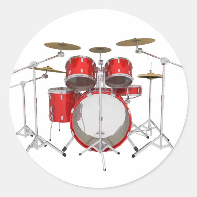 Red Drum Kit: Classic Round Sticker | Zazzle
