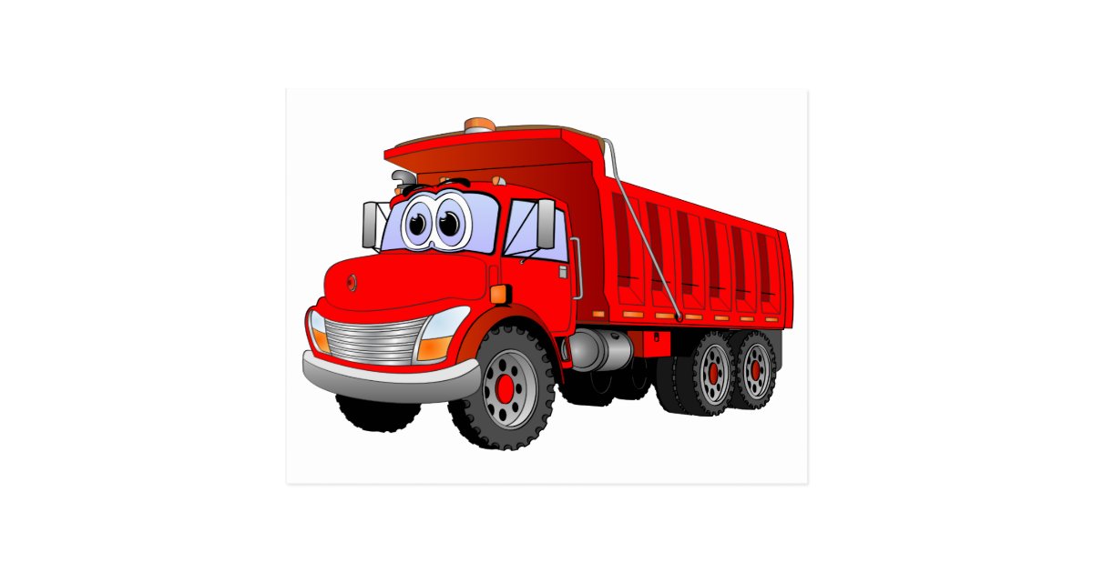 Red Dump Truck Cartoon Postcard | Zazzle