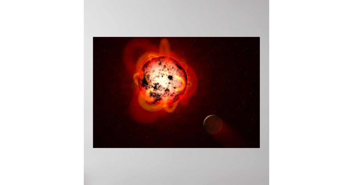 Red Dwarf Star Orbited By A Hypothetical Exoplanet Poster | Zazzle
