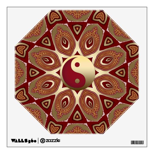 Red Earth Gold Yin Yang Feng Shui Hexagon Mandala Wall Decal | Zazzle.com