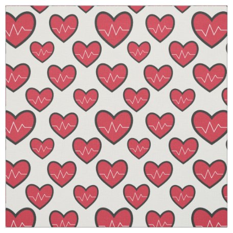 Red Hearts Nurse Doctor Pattern Fabric | Zazzle
