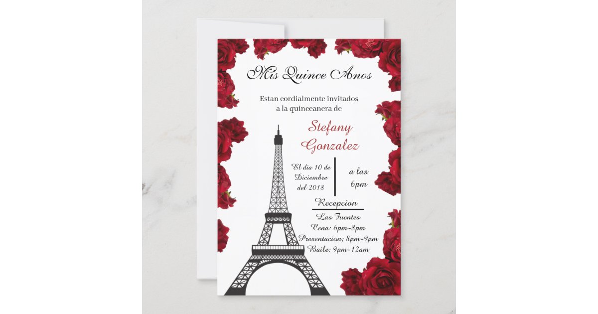 Red eiffel tower paris invitation | Zazzle