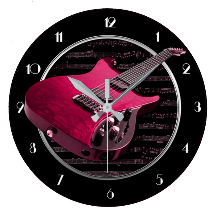 Red Electric Guitar Round Wall Clock | Zazzle.com