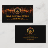 Red Electric Lightning Gold Stripe Electrician Business Card | Zazzle