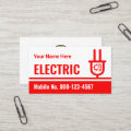 Red Electric Power Plug Lines Business Card | Zazzle