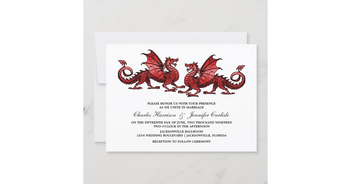 Red Elegant Dragon Wedding Invite | Zazzle