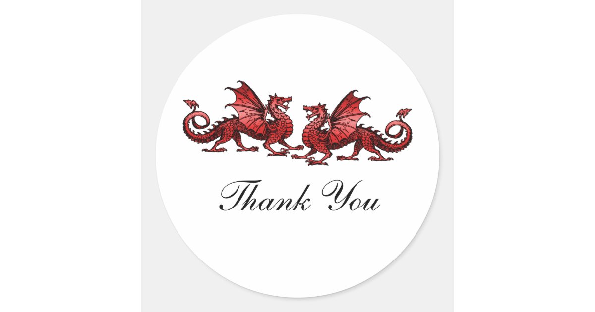 Red Elegant Dragons Thank You Stickers | Zazzle
