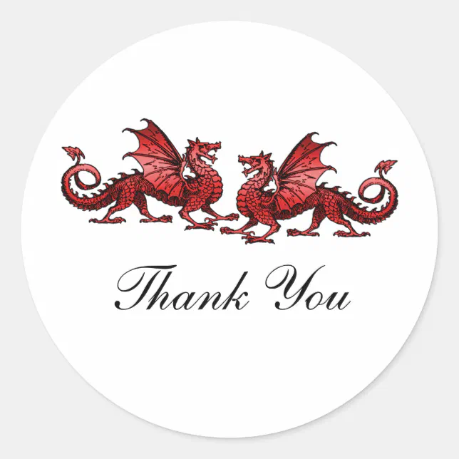 Red Elegant Dragons Thank You Stickers | Zazzle