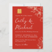 Red elegant floral Chinese wedding tea ceremony Invitation | Zazzle