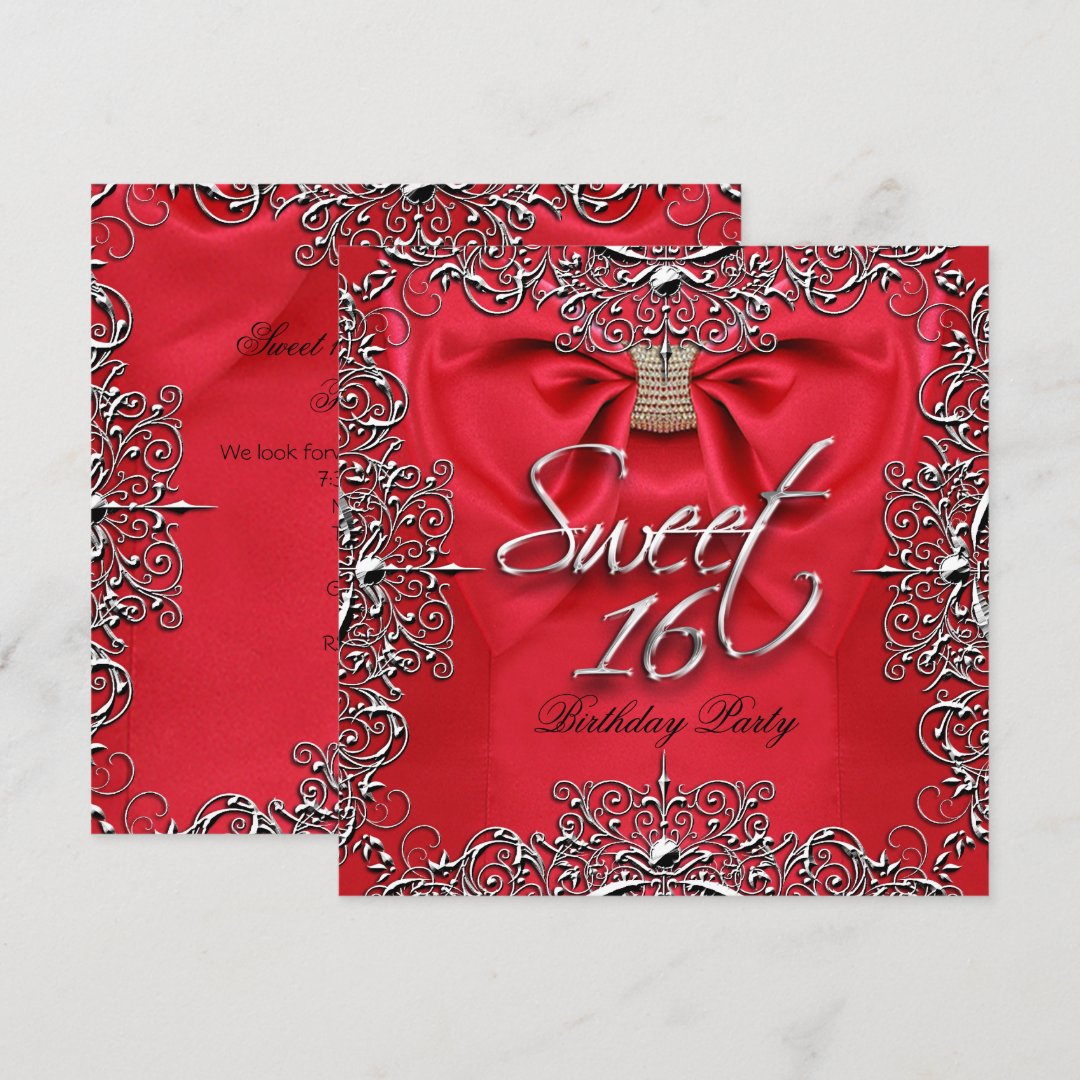 Red Elegant Sweet Sixteen Sweet 16 Party Invitation | Zazzle