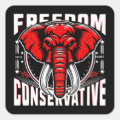 Red Elephant | Faith Family Freedom Conservative Square Sticker | Zazzle