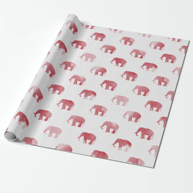 Red Elephant Watercolor Wrapping Paper | Zazzle