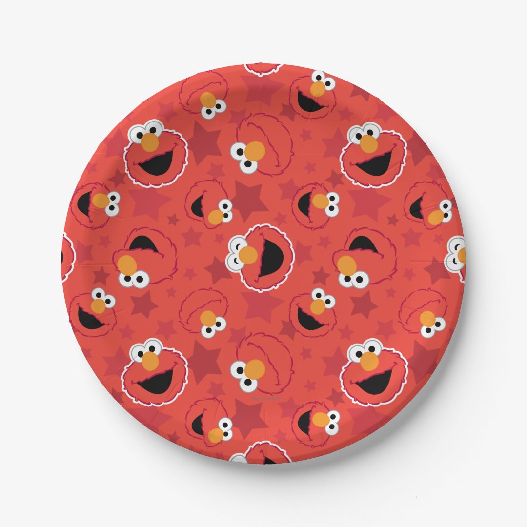 Red Elmo Faces Pattern Paper Plates | Zazzle