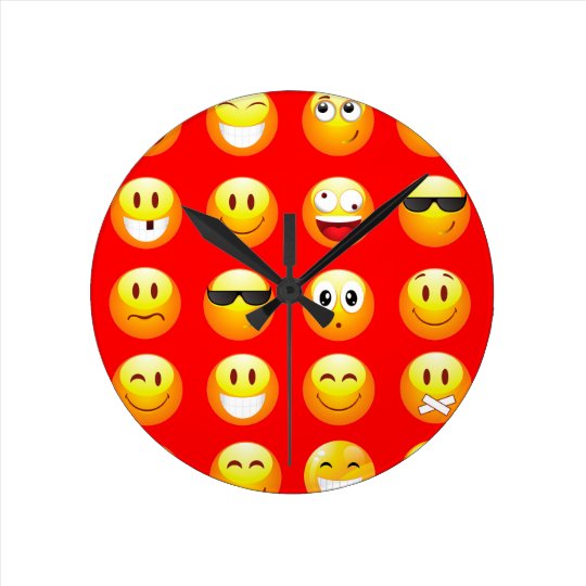 red emojis round clock | Zazzle.com