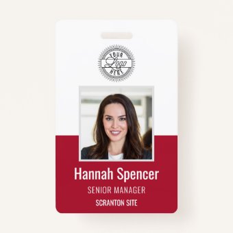Red | Employee Photo ID Company Security Badge | Zazzle