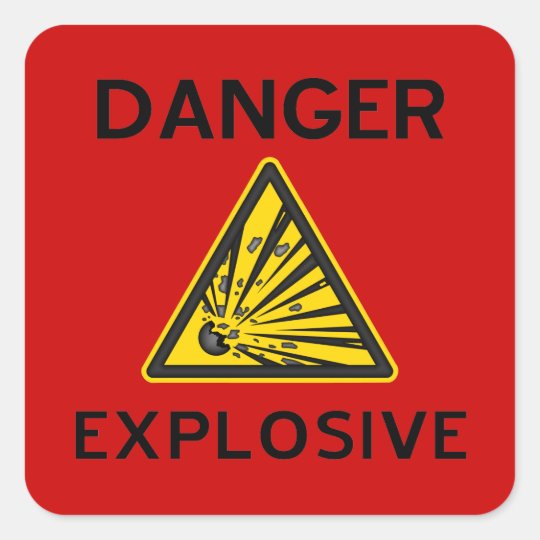 Red Explosive Warning Sign Sticker | Zazzle.com