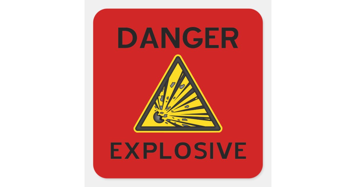 Red Explosive Warning Sign Sticker | Zazzle.com