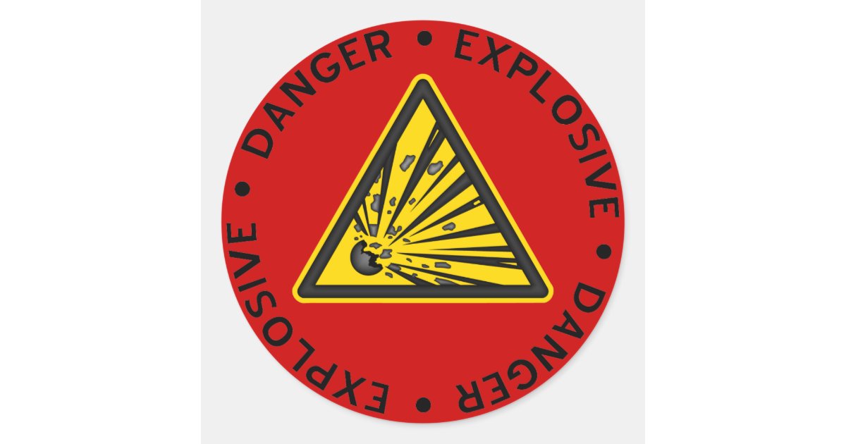 Red Explosive Warning Sticker | Zazzle